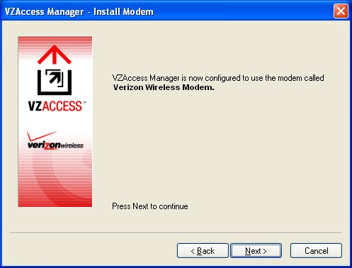 The VZAccess Manager Setup Wizard